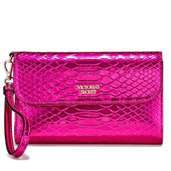 PINK Victoria's Secret | Bags | Clearancevs Hot Pink Python Wallet ...